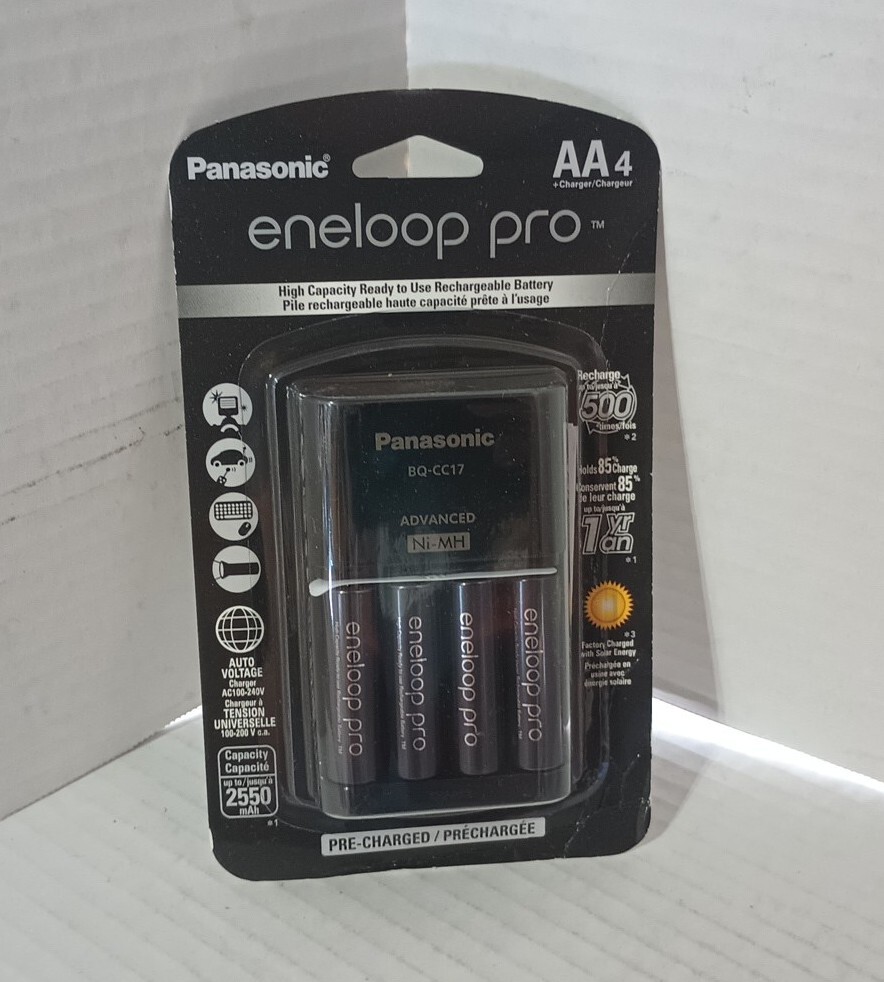 Panasonic BQ-CC17 4-Position Charger with AA eneloop PRO Rechargeable ...