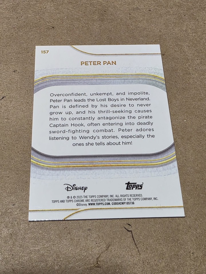 2025 Topps Chrome Disney Peter Pan #157 Purple Wave Refractor 75/75 | eBay