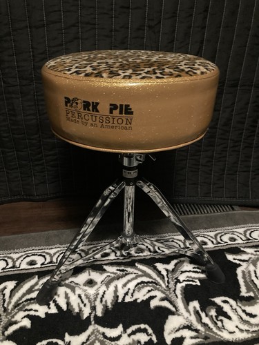 Pork Pie Percussion Round Drum Throne - Gold with Leopard Print | eBay