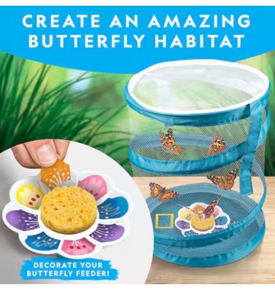 NATIONAL GEOGRAPHIC Butterfly Growing Kit - Habitat Kit with Voucher ...