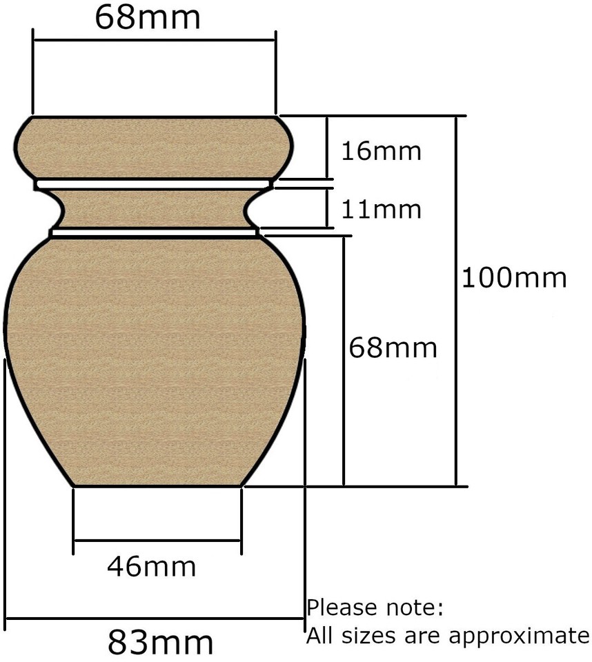Set of 4 Wooden Pine Furniture Ball Feet 83mmØ x 100mm + Bolt & 11mm T ...