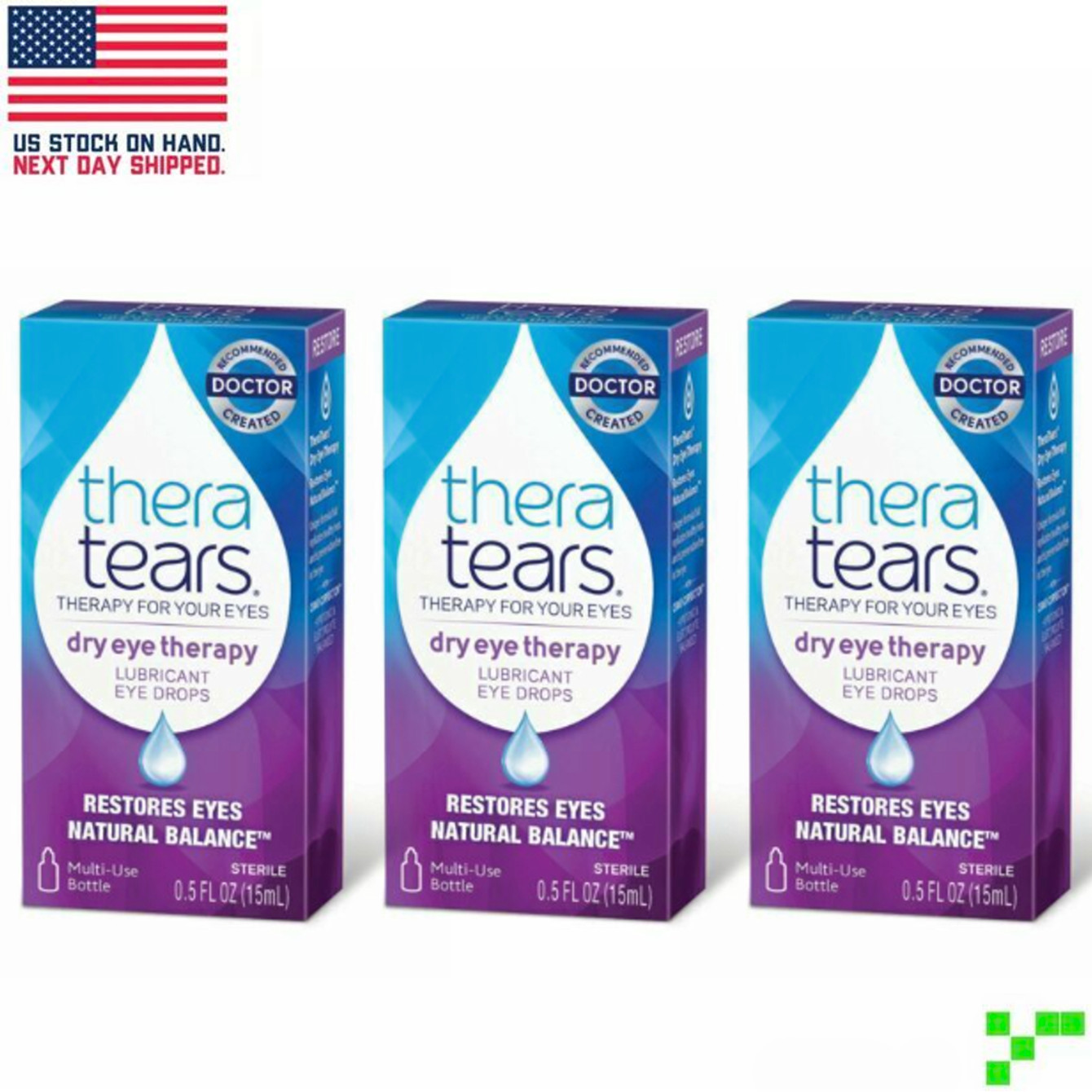 3 Pack THERA TEARS Dry Eye Therapy Lubricant Eye Drops 15 ml Exp. 10/ ...