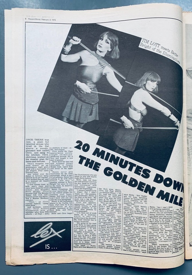 1979 UK MAGAZINE BETTE BRIGHT Deaf School GENERATION X POSTER Olivia ...