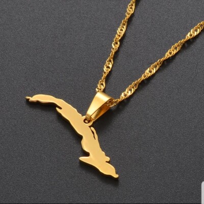 Cuba Map Pendant Necklace – Fashionable Gold Chain Jewelry for Women ...