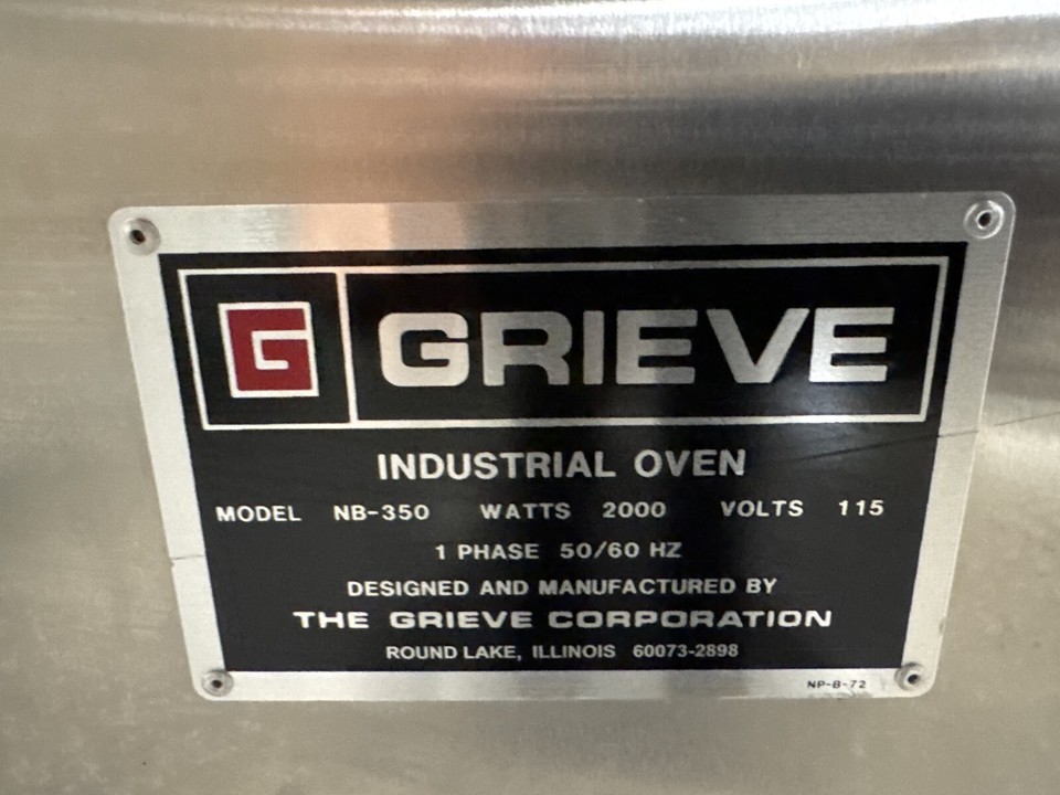 Grieve NB-350 Industrial Mechanical Convection Bench Oven 7 cu ft 115V ...