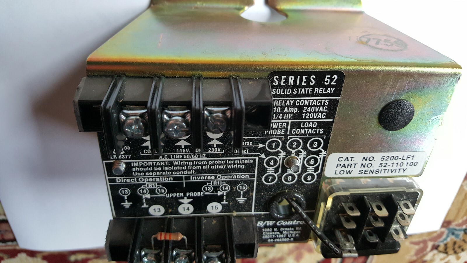 AMETEK / MAGNETEK Controls 5200-lf1 Series 52 Solid State Control Relay ...