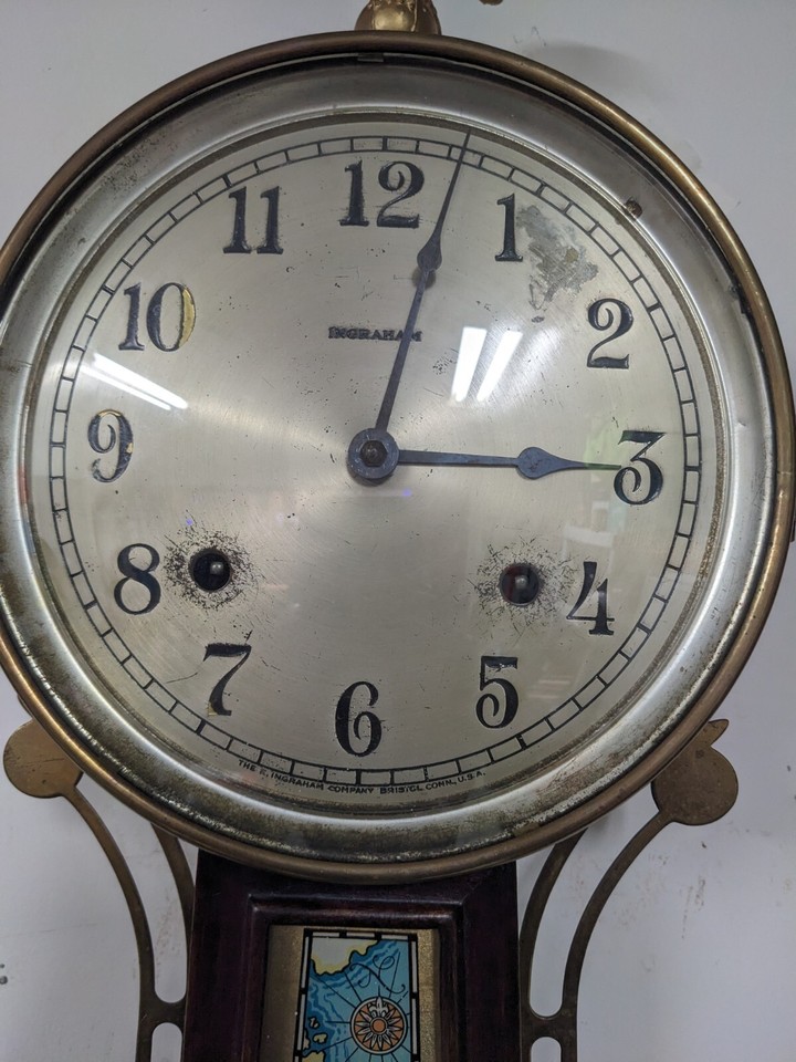Excellent Original Ingraham Treasure Island 40 " Banjo Clock RUNNING | eBay