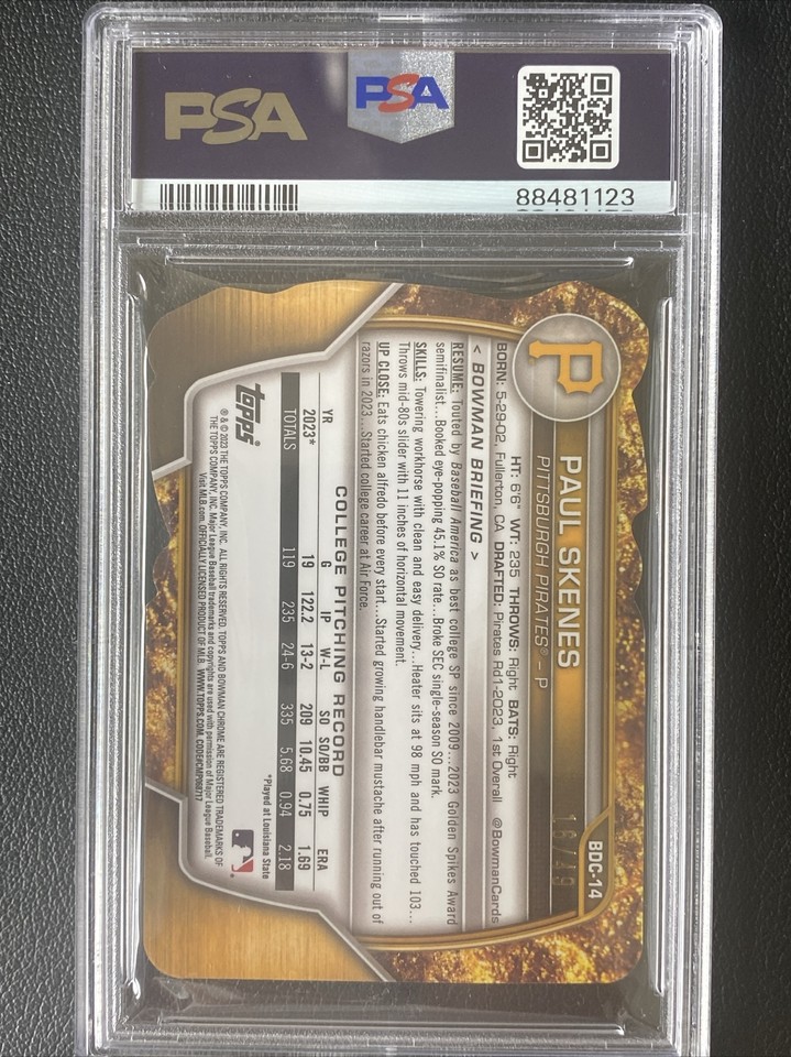 2023 Bowman Draft Chrome Prospector's Die-Cut /49 Paul Skenes PSA 9 | eBay