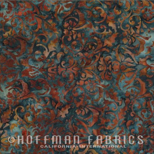 Hoffman Batiks Fabric - Bali Batik - #N2895-21 Teal Damask | eBay