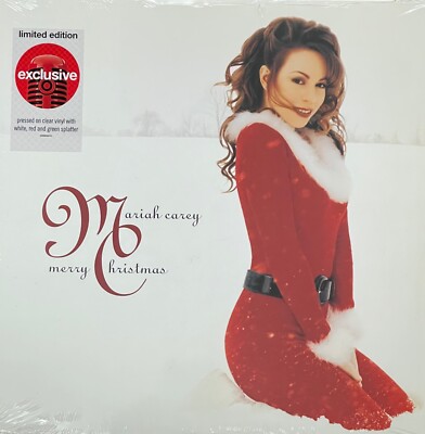 NEW MARIAH CAREY MERRY CHRISTMAS Clear Vinyl LP with white, red & green ...