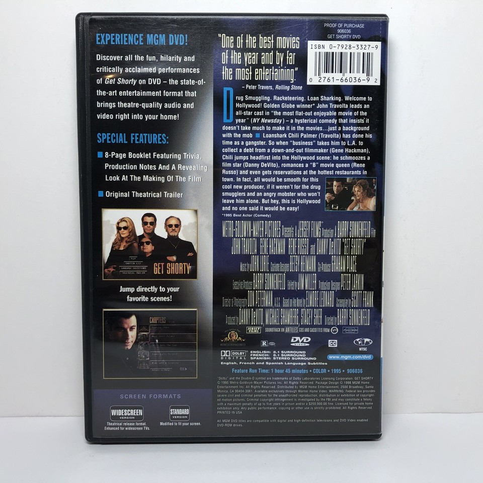 Get Shorty (DVD, 2009, Standard and Letterbox) John Travolta Gene ...
