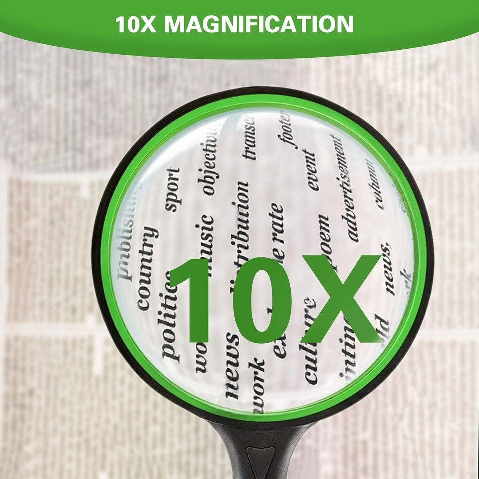 10X Magnifying Glass 10X Handheld Reading Magnifier-50MM Large ...