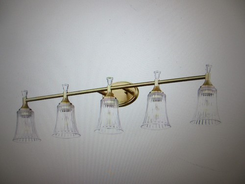 Zachvo 38 in. Modern 5-Light Gold Finish Vanity Lighting Bell Shaped ...