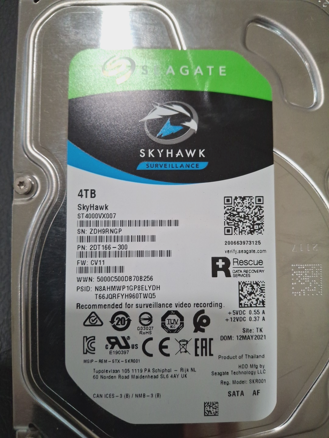 Seagate SkyHawk 4TB Surveillance HDD ST4000VX007 3.5" SATA 6Gb/s 64MB ...