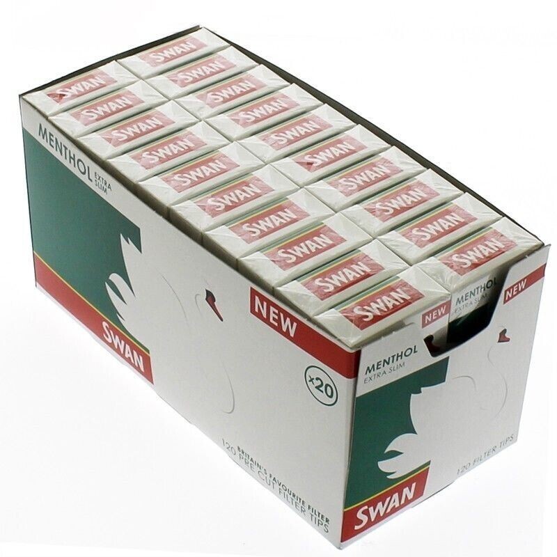 FULL BOX Swan Menthol Extra Slim Filter Tips 120s x 20 (2400 Menthol ...