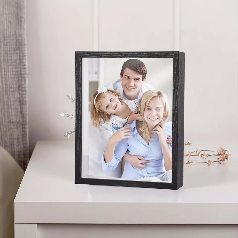 Shadow Box Frame 8x10 - 3 Pack Wood Deep Shadowbox with Glass Shadow ...