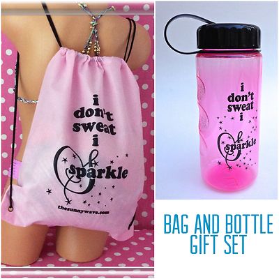 DRAWSTRING BACKPACK BAG & WATER DRINK SPORT FITNESS YOGA GYM BOTTLE ...