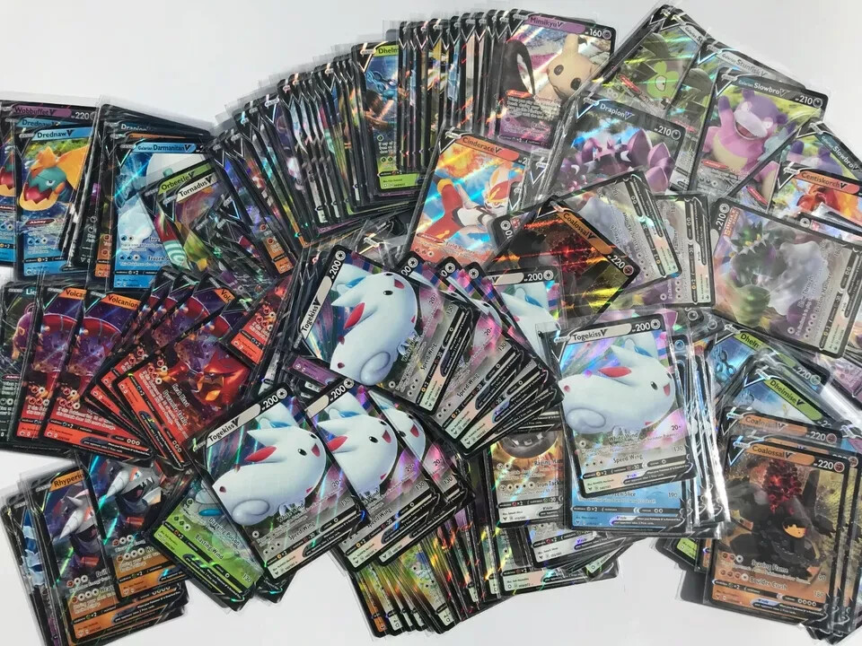 Pokemon 50 Card Lot GUARANTEE 3 V/GX/EX/MEGA/FULL ART +5 Reverse/Holo ...