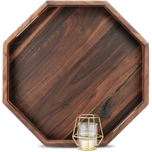 MAGIGO 18 Inches Extra Large Octagonal Black Walnut Wood Ottoman Tray with 605832869100| eBay