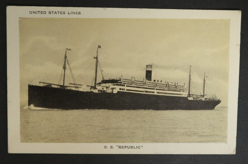 SS Republic United States Line Twin Screw Oil Postcard Ocean Liner Boat ...