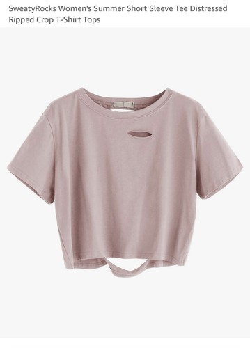 Women's Summer Short Sleeve Tee Distressed Ripped Crop T-Shirt Tops L ...