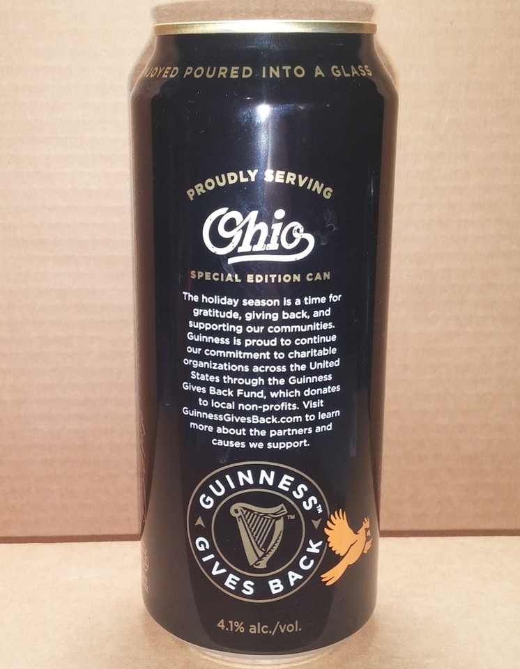 Guinness Draught Stout Special Edition Ohio 14.9 oz. beer can ...