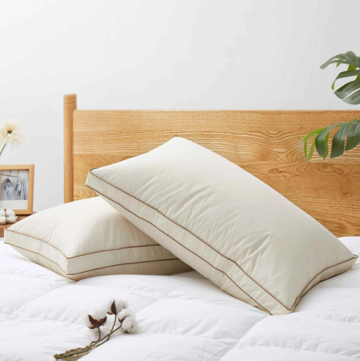 2 Pack Gusset 75% White Down Pillows, 100% Organic Cotton, King Or ...