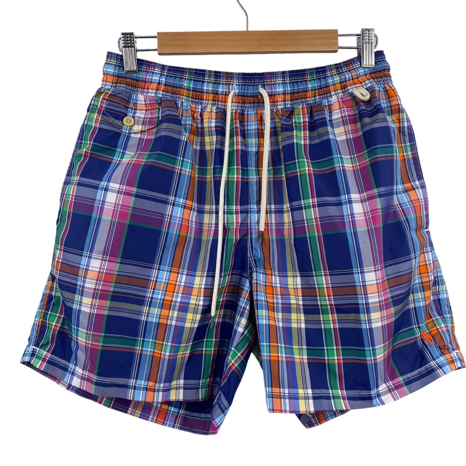 Polo Ralph Lauren plaid swim trunks size large blue p… - Gem