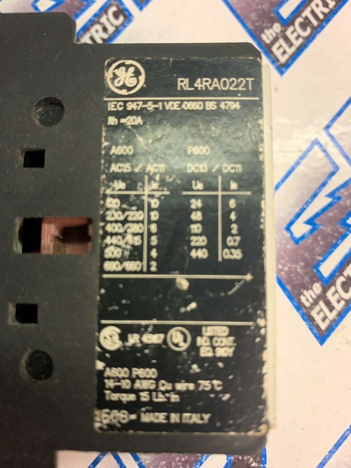GE RL4RA022T, 20 AMP 4 POLE CONTACTOR, 277 VOLT COIL- WARRANTY- C37 | eBay