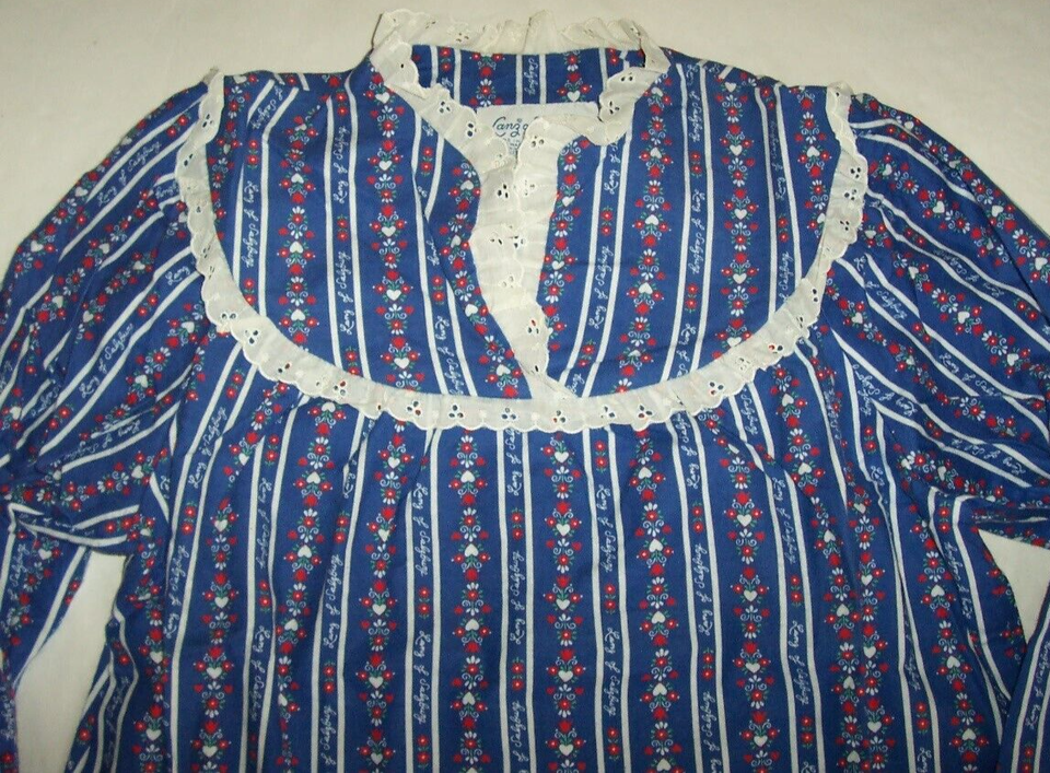 NWT Lanz of Salzburg ROYAL BLUE Tyrolean FLANNEL Hearts/Flowers ...
