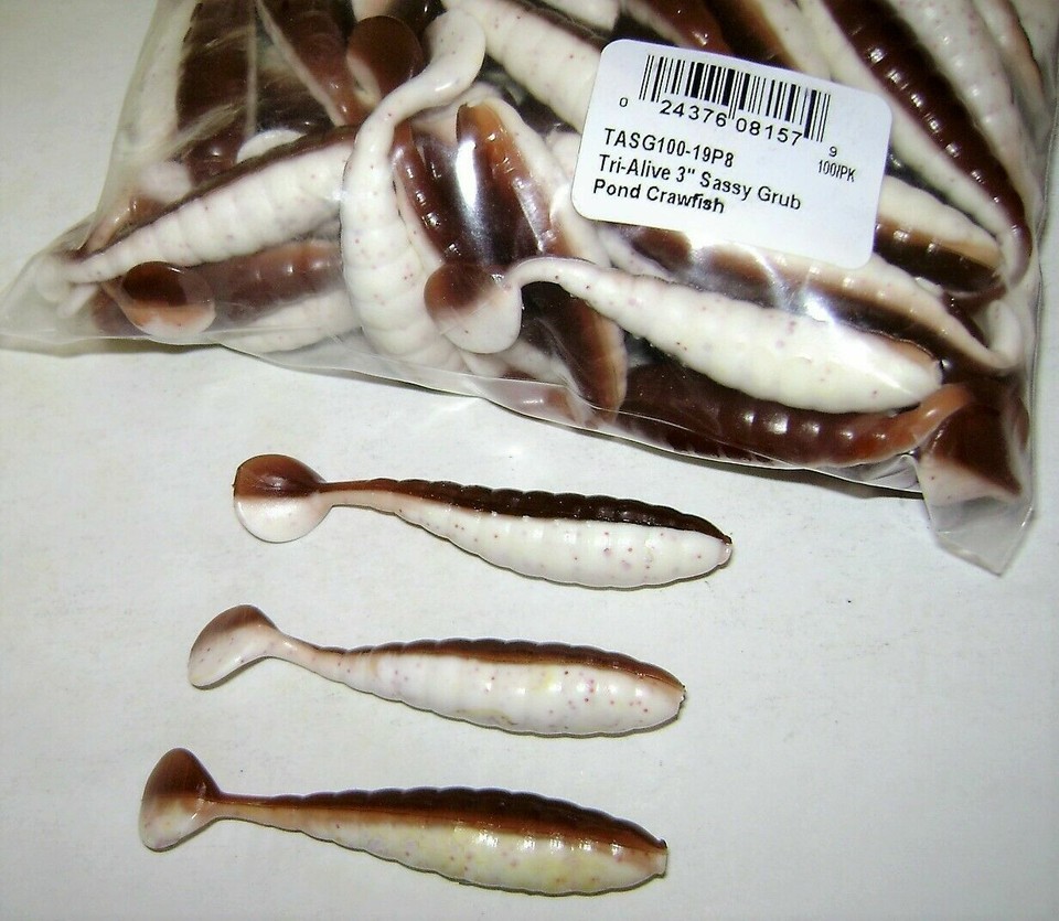 400 MISTER TWISTER 3 INCH TRI-ALIVE SASSY GRUB LURES NICE COLORS HUGE ...