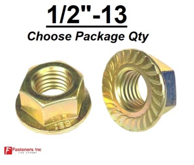 1/2"-13 Grade 8 Serrated Flange Whiz Lock Nuts Coarse Zinc Yellow ...