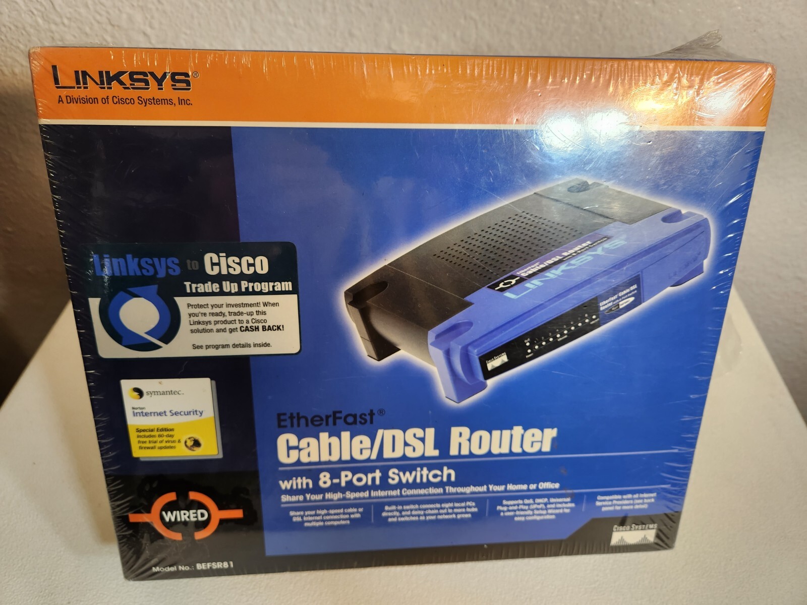 Linksys Etherfast SEALED BEFSR81 Wired Cable/DSL Router with 8-Port ...