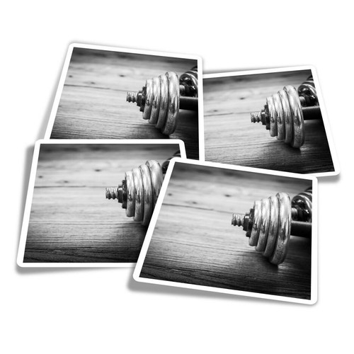 4x Square Stickers 10 cm - Barbell Weights Gym Fitness #12869 | eBay