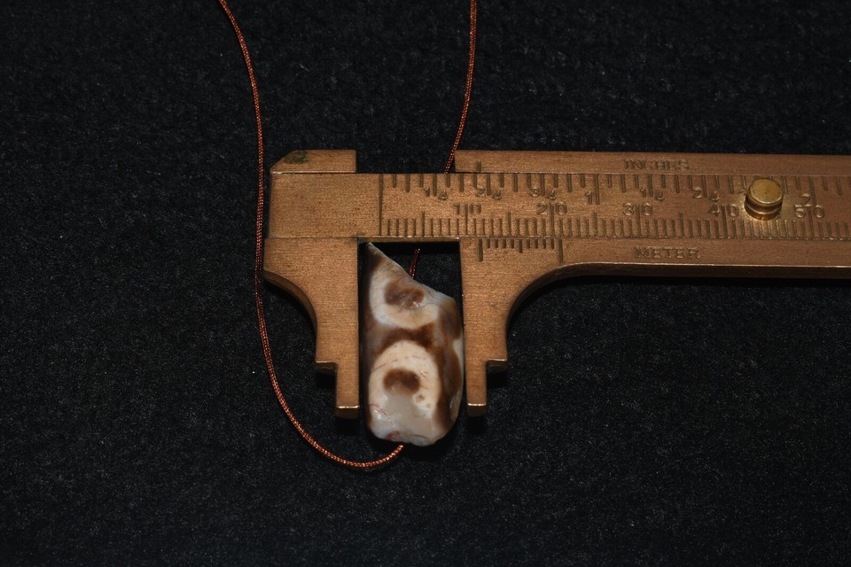 Genuine Ancient Himalayan Tibetan Agate Stone Dzi Bead Fragment with 3 ...