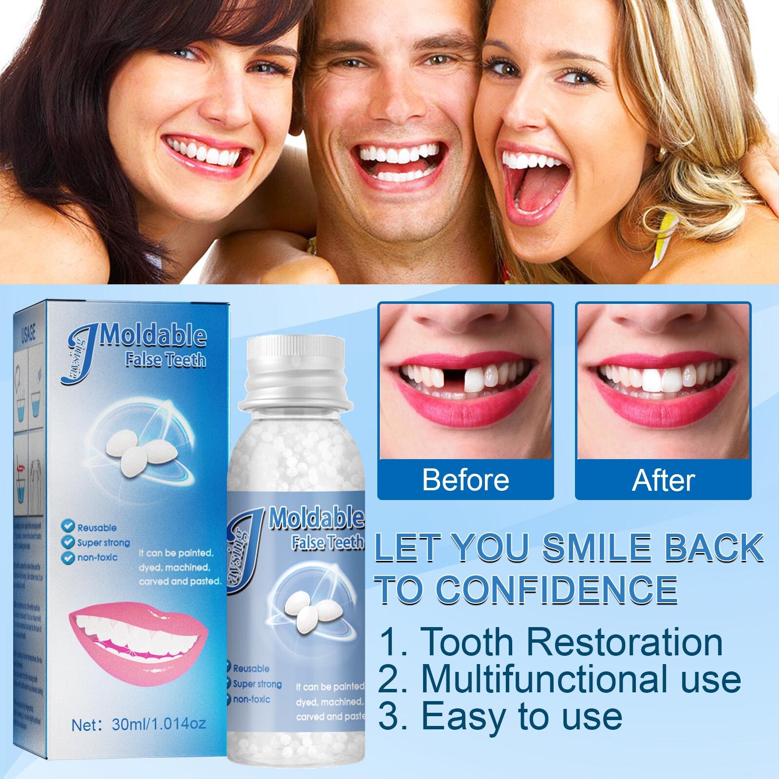 3x Dental Restoration Kit A Mouldable Thermal Bead For Filling Restored ...