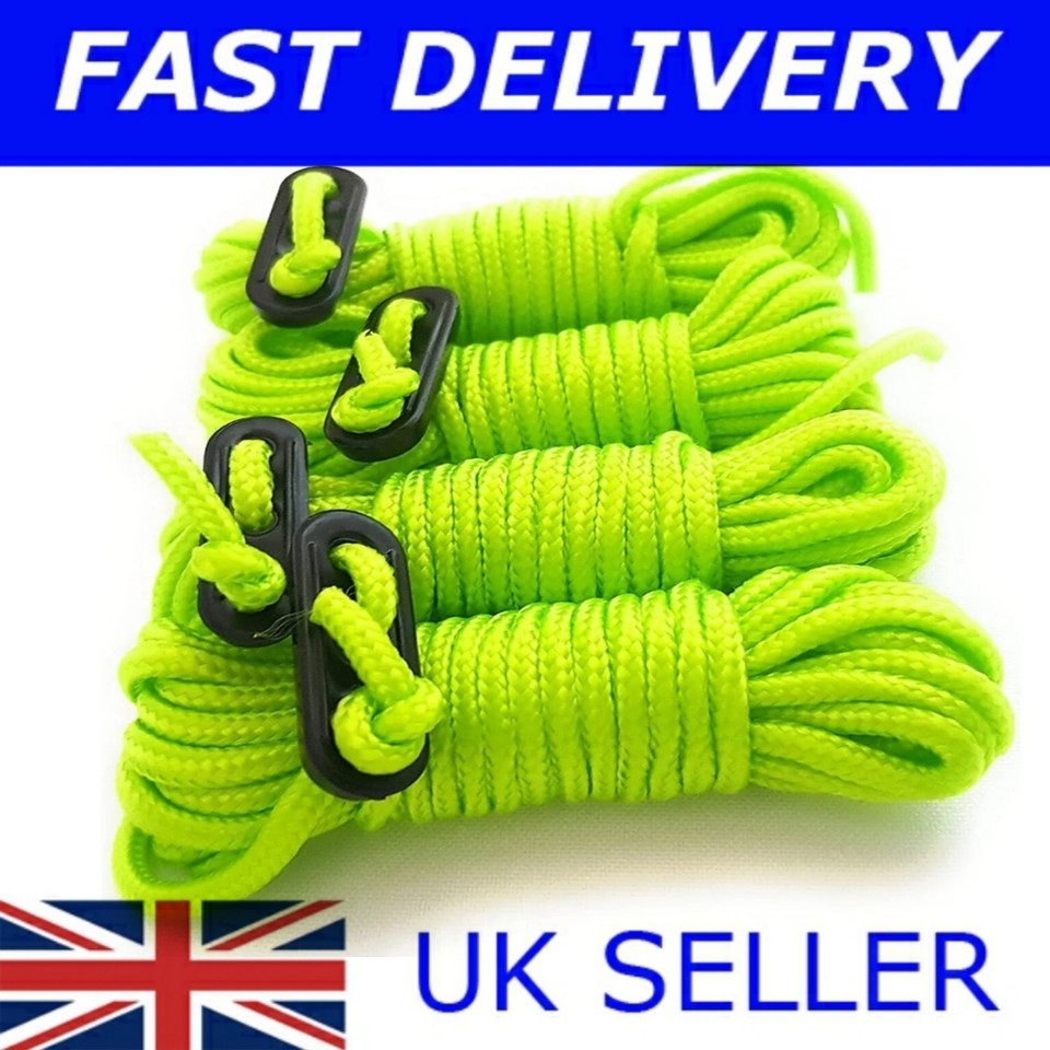 X4 GREEN XL Guy Line Ropes 4M Tent Camping Ideal for Boardmasters ...