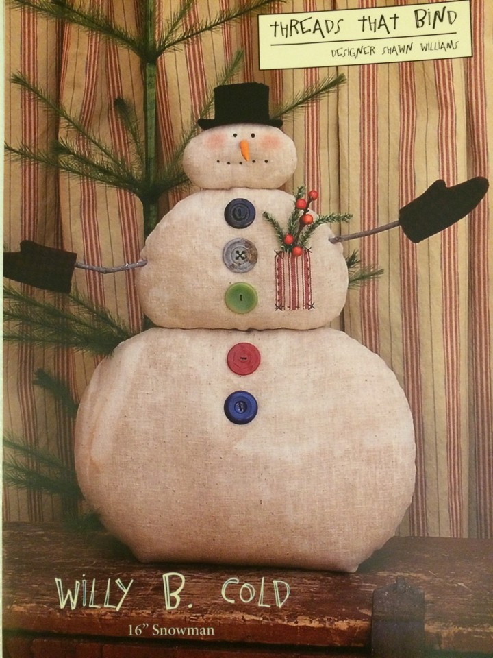 PATTERN Primitive WILLY B. COLD SNOWMAN DOLL - Threads That Bind Folk Art 2005 | eBay