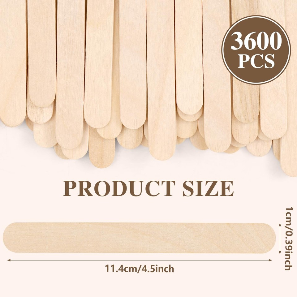 3600pcs Craft Sticks Bulk Natural Wooden Ice Cream Sticks,4.5 Inch ...