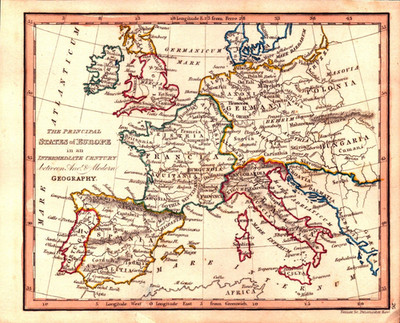 "PRINCIPAL STATES OF EUROPE" Antique original small-scale map 1835 | eBay