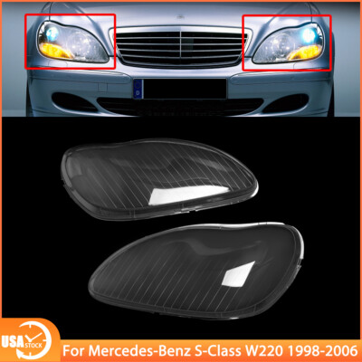Headlight Lens Cover Left & Right Fit For Benz W220 S430 S500 S600 1998 ...