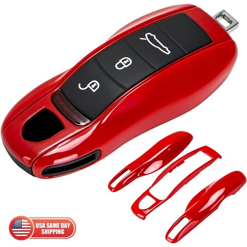 3 pcs Red Remote Smart Key Fob Shell Case Cover For Porsche Cayenne ...