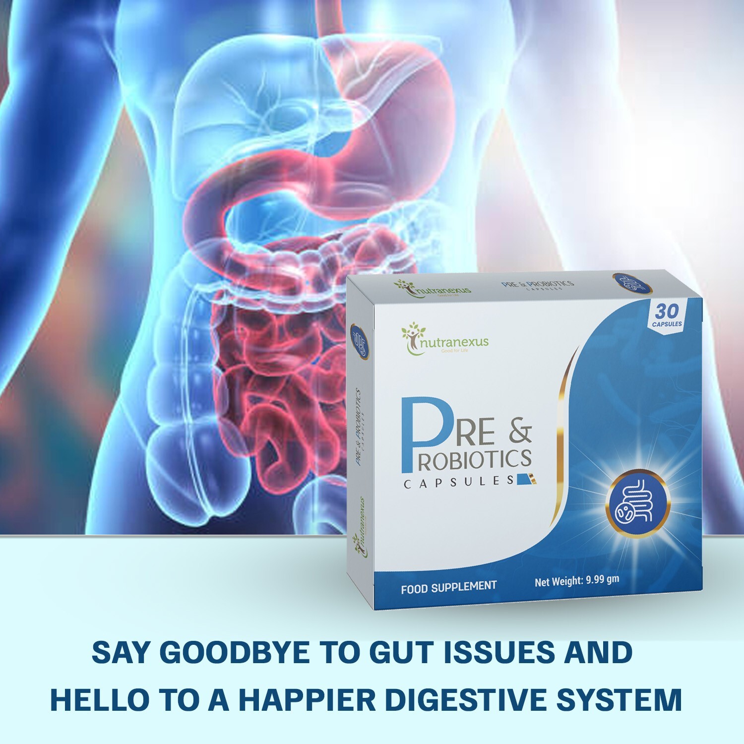 Pre and Probiotics Supplement 45 Billion CFU 8 Active Bacteria Strain ...