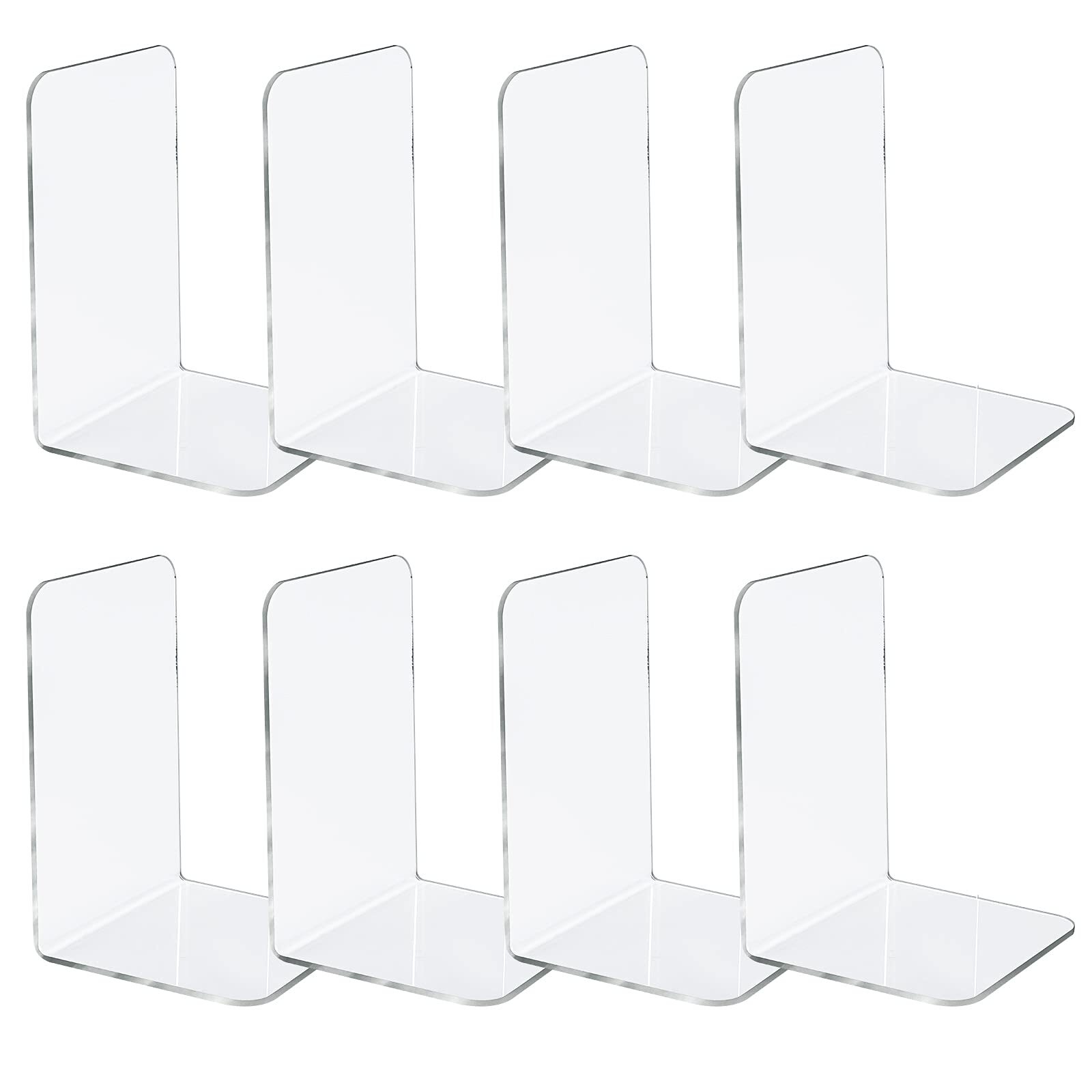 8pcs Clear Bookends Acrylic Book Ends for Shelves Heavy Duty Bookends ...