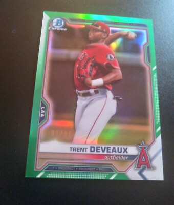 2021 Bowman Draft Chrome Green Refractor /99 Trent Deveaux #BDC-133 ...