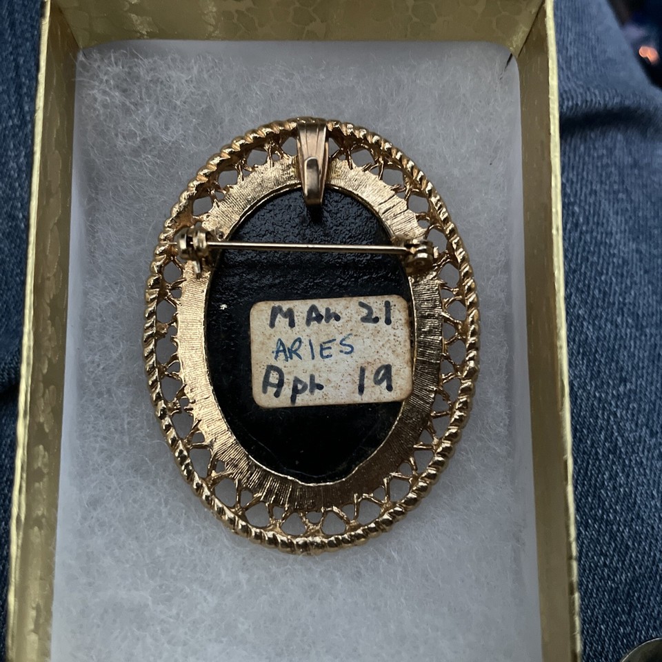 Unique Vintage Gold Tone Black & Gold Ram Goat Brooch Pendant | eBay