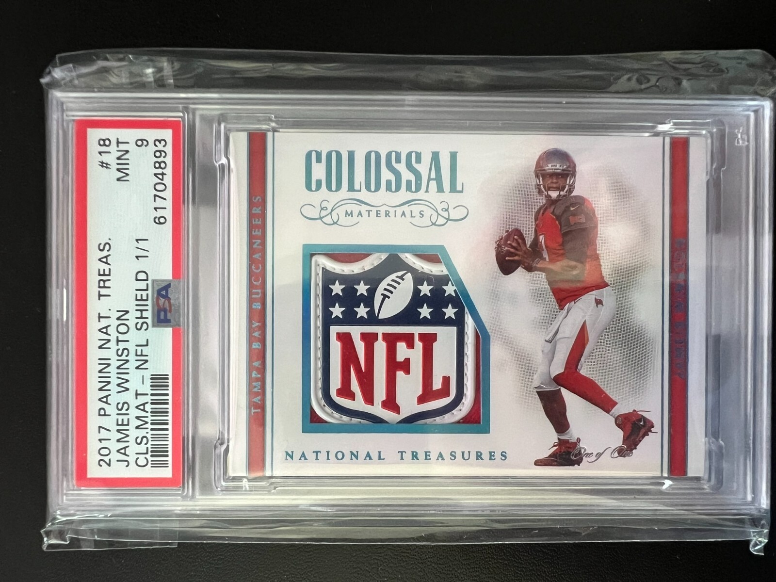 2017 National Treasures Jameis Winston NFL SHIELD 1 of 1 PSA 9 COLOSAL ...