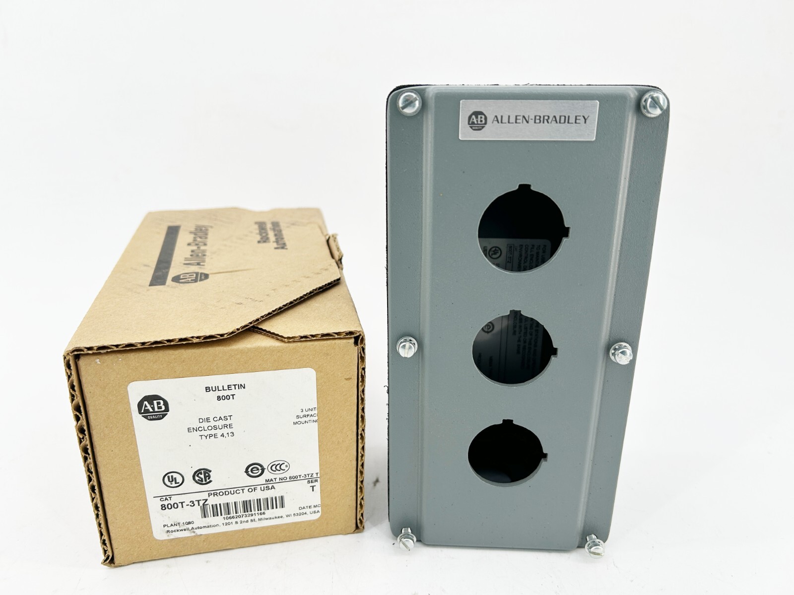 New Allen Bradley 800T-3TZ Enclosure 3 Opening 30MM Die Cast Gray Nema ...