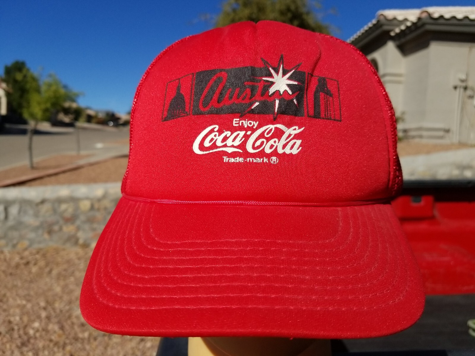 rare vintage Enjoy Coca Cola AUSTIN TEXAS Snapback Trucker Hat Mesh Cap ...