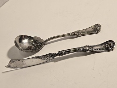 Oxford Silver Plate Co Spoon And Knife Floral Pattern Antique Silver ...